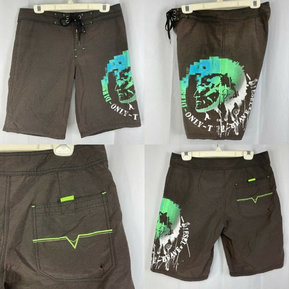 Diesel Mohawk Brave 8-Bit Surfer Board Shorts Medium … - Gem